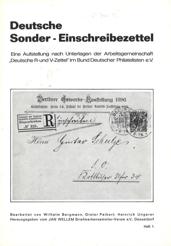 Deutsche Sonder-Einschreibezettel, Heft 1, Düsseldorf 1971. · Phil ...